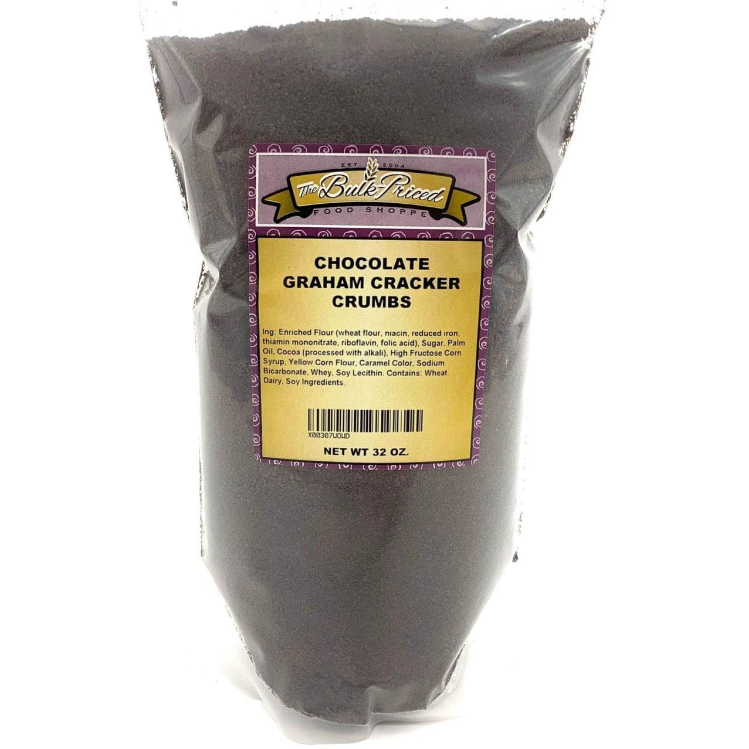 Chocolate Graham Cracker Crumbs, Bulk Size (2 lb. Resealable Zip Lock ...