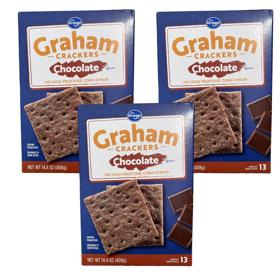 Kroger Chocolate Graham Crackers, 14.4 oz Pack of 3, Rich Chocolate ...