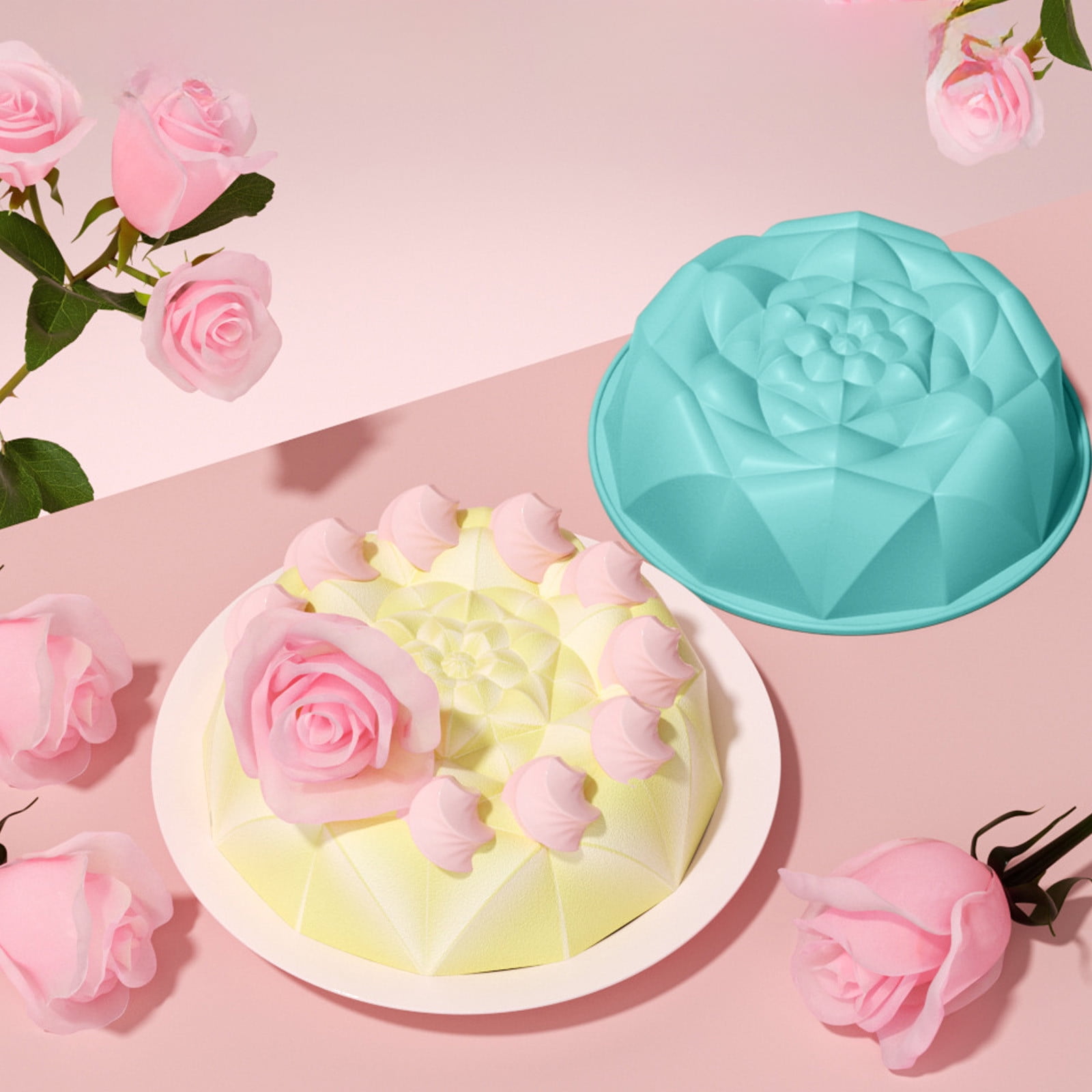 Chocolate Heart Molds Silicone Baking Mold Rose Flower Silicones Cake ...