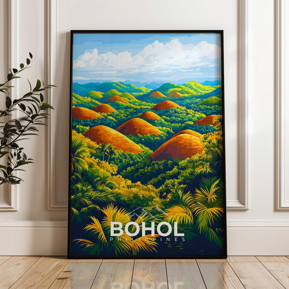 Chocolate Hills Travel Poster - Philippines Wall Art Print, Illustration Artwork, Se Asia Home ...
