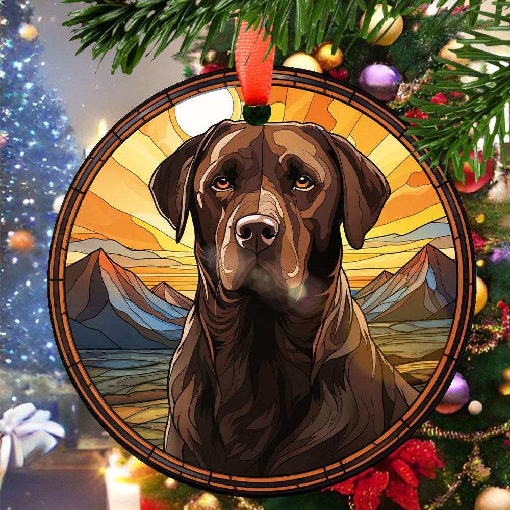 Chocolate Lab Christmas Ornament, Ceramic/Acrylic Ornament, Keepsake ...