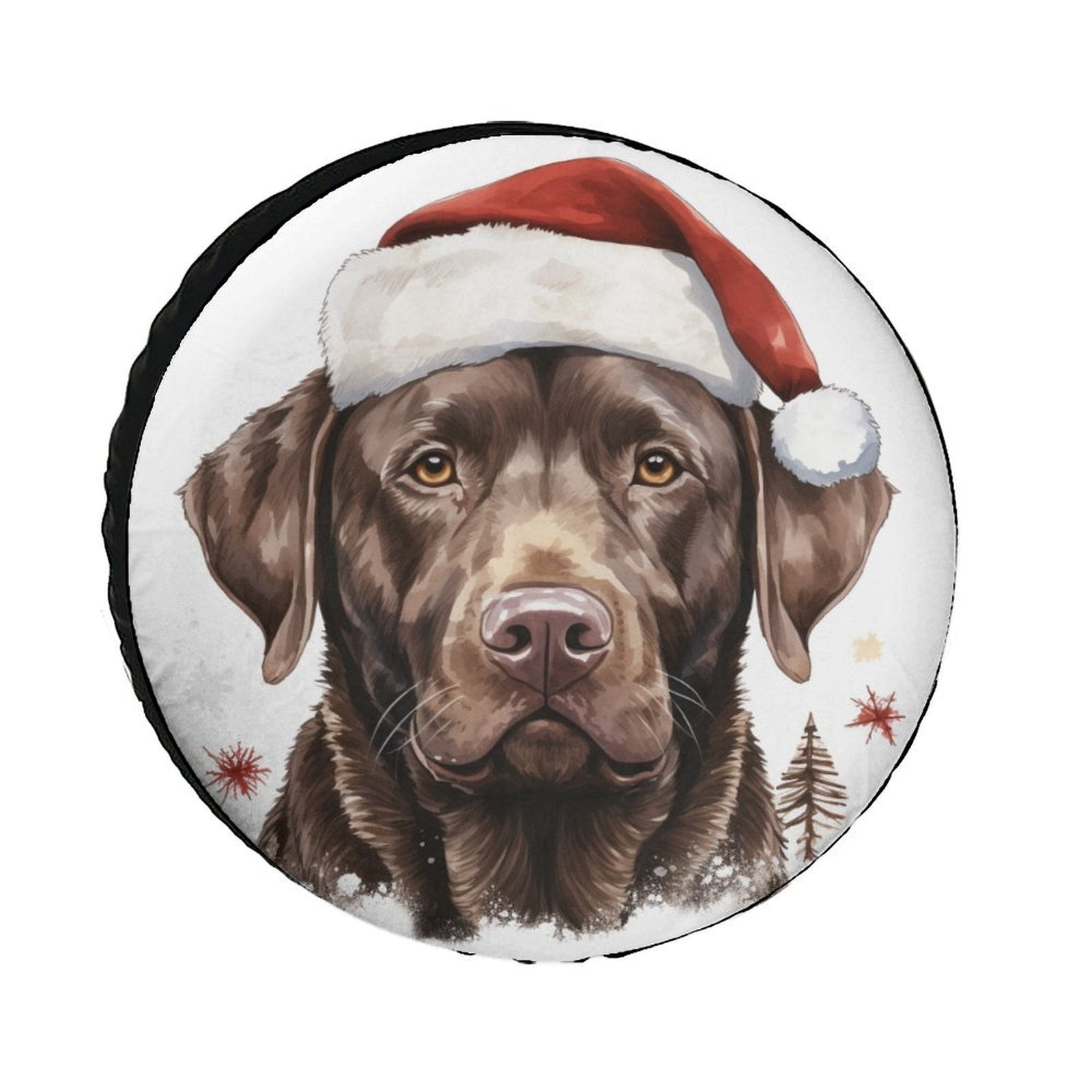 Chocolate Lab Dog Watercolour Santa Hat Camper Spare Tire Cover Merry ...