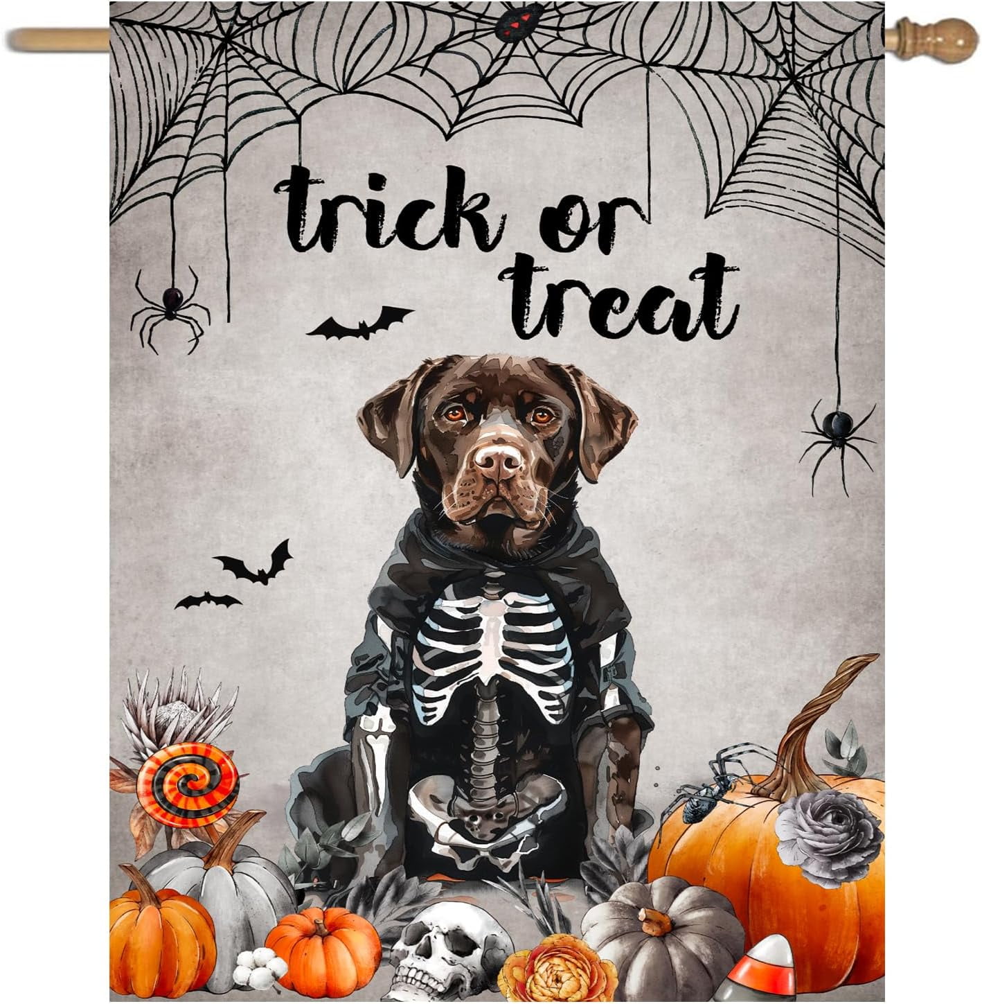 Chocolate Lab Garden Flag Halloween Flags Double Sided Trick Or Treat ...