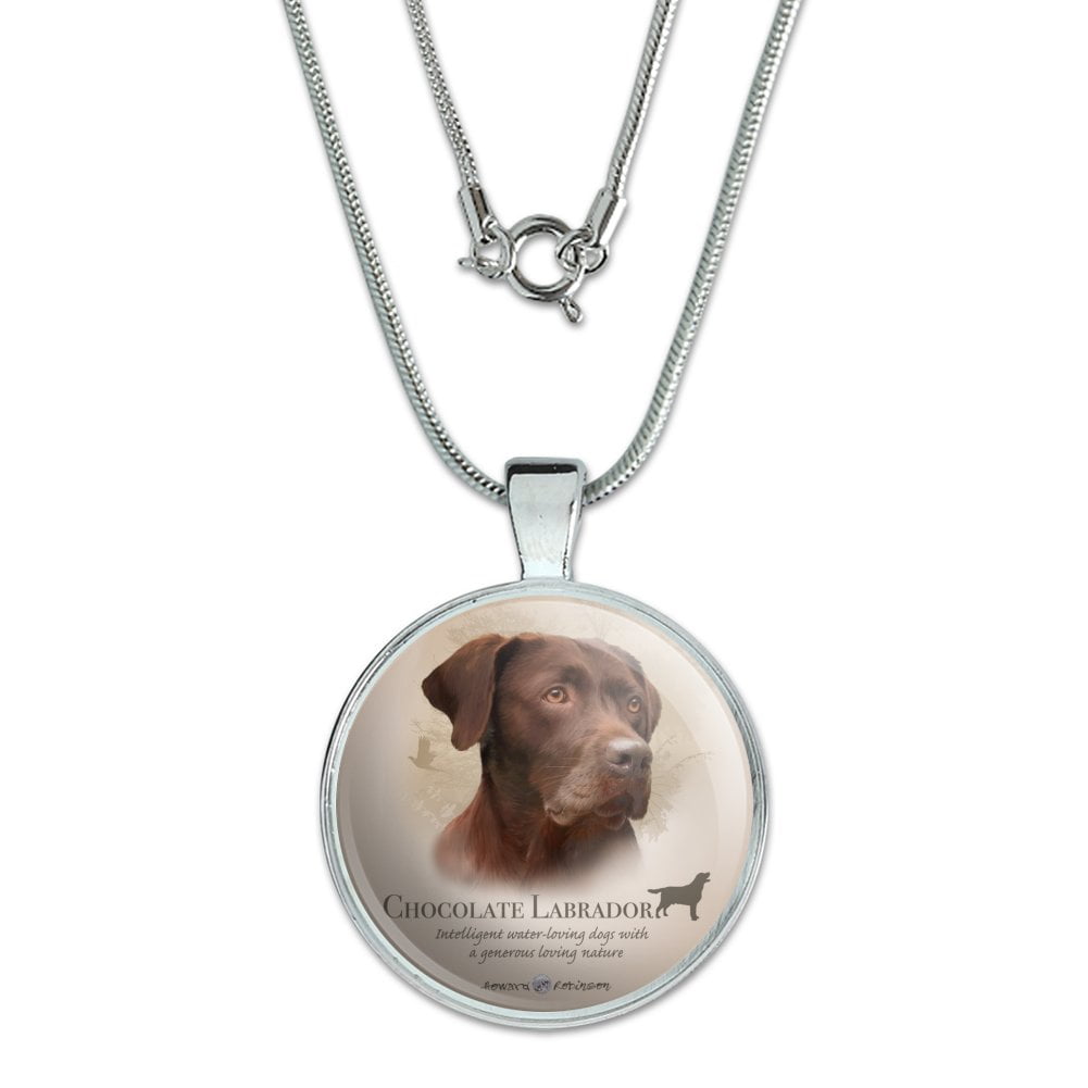 Chocolate Lab Labrador Dog Breed 1" Pendant with Sterling Silver Plated ...