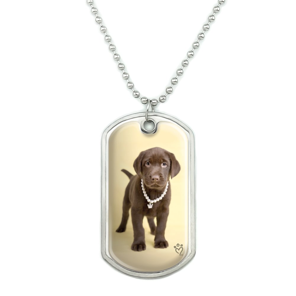 Chocolate Lab Labrador Puppy Dog Crown Necklace Military Dog Tag ...
