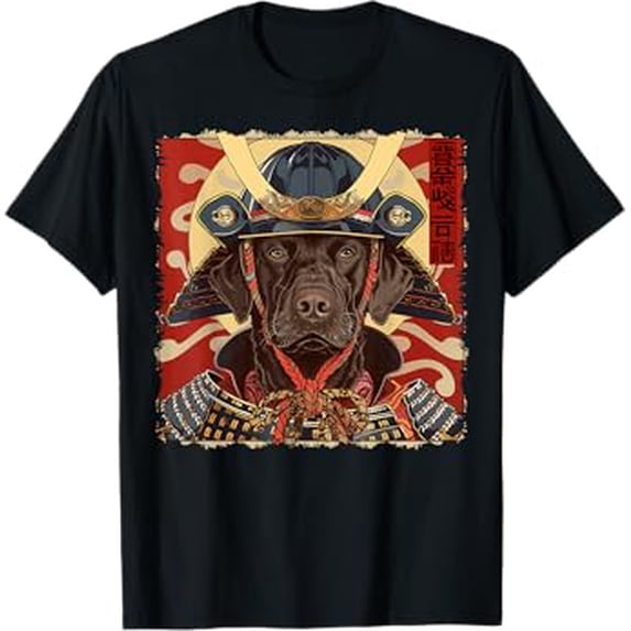 Chocolate Lab Labrador Retriever Dog Japanese Art Samurai T-Shirt ...