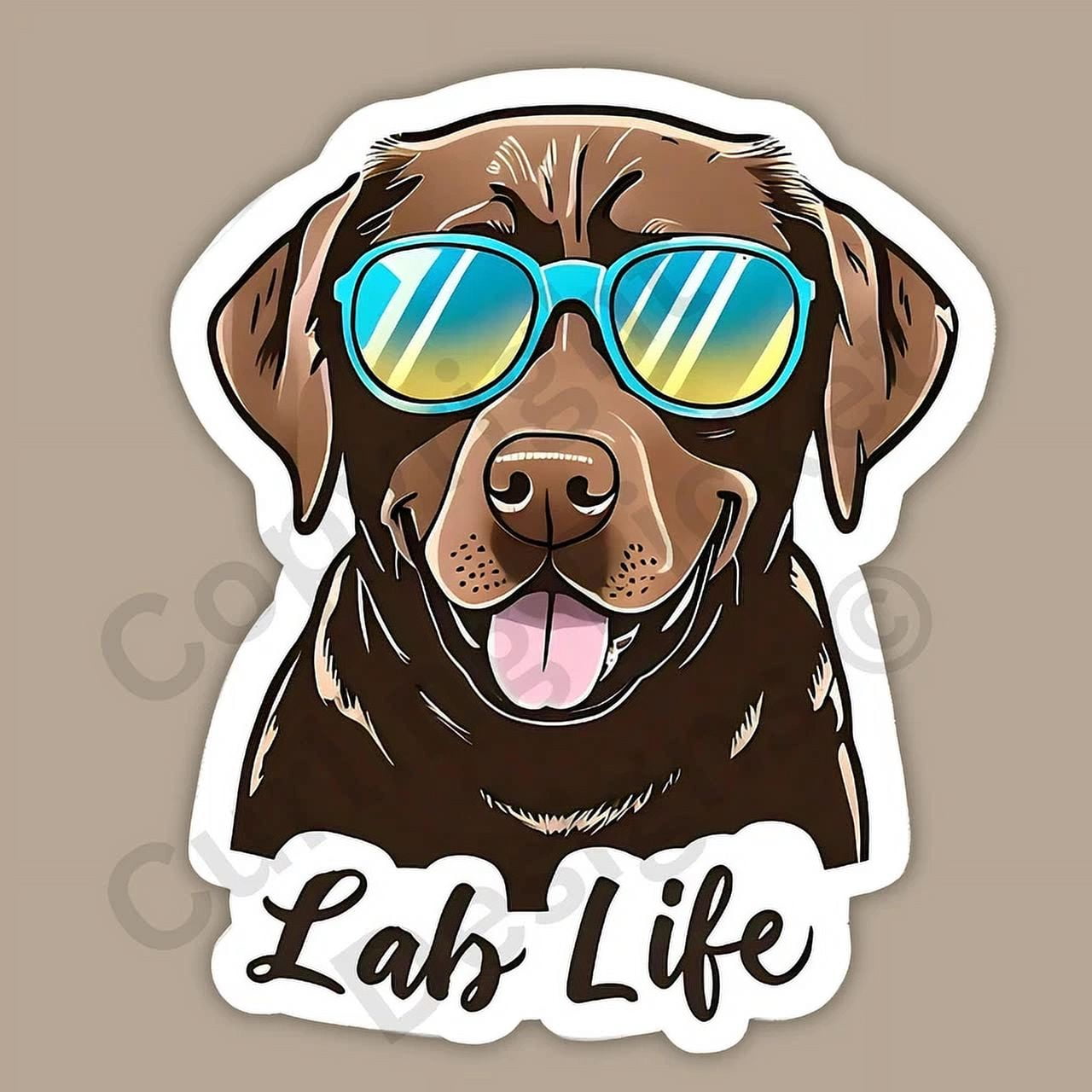 Chocolate Lab Life Sunglasses Breed Dog Cool Sticker Phone Decal Water ...