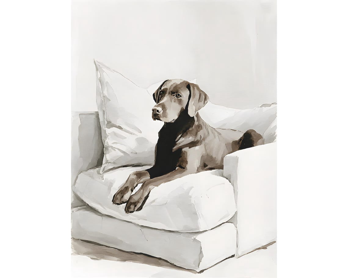 Chocolate Labrador Art Cozy Pet Wall Decor Minimalist Dog Portrait for ...