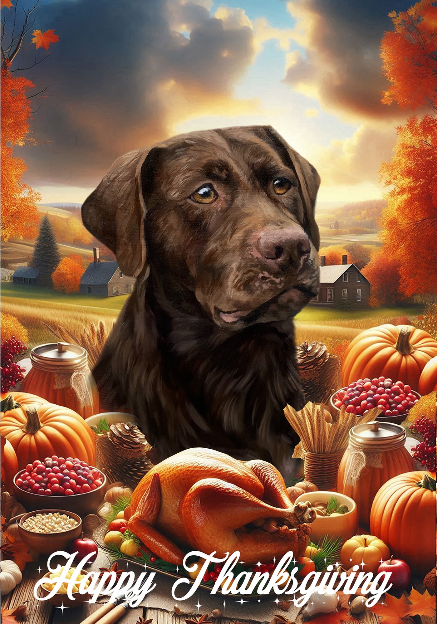 Chocolate Labrador - Best of Breed Thanksgiving Outdoor Garden Flag 12 ...