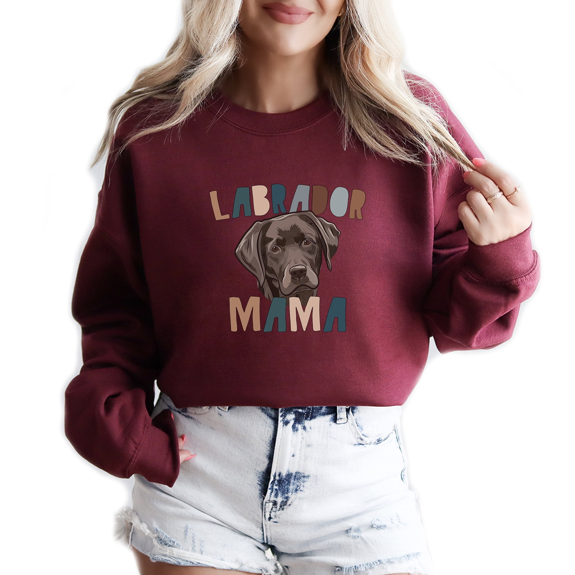Chocolate Labrador Dog Mom Animal Lover Sweatshirt Women Cute Fur Mama ...
