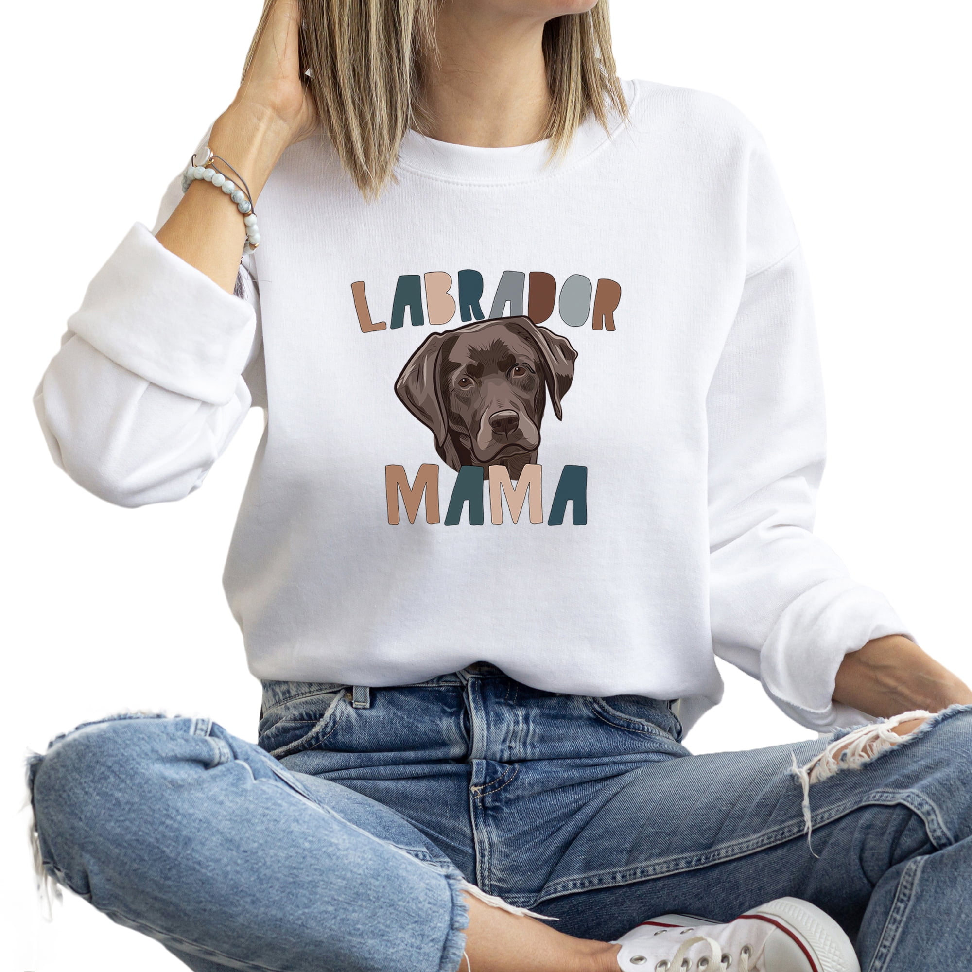 Chocolate Labrador Dog Mom Animal Lover Sweatshirt Women Cute Fur Mama ...