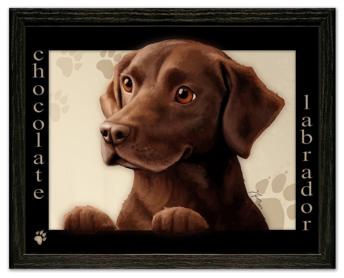 Chocolate Labrador Dog by Scott Rogers “Paws on the Picture Frame ...
