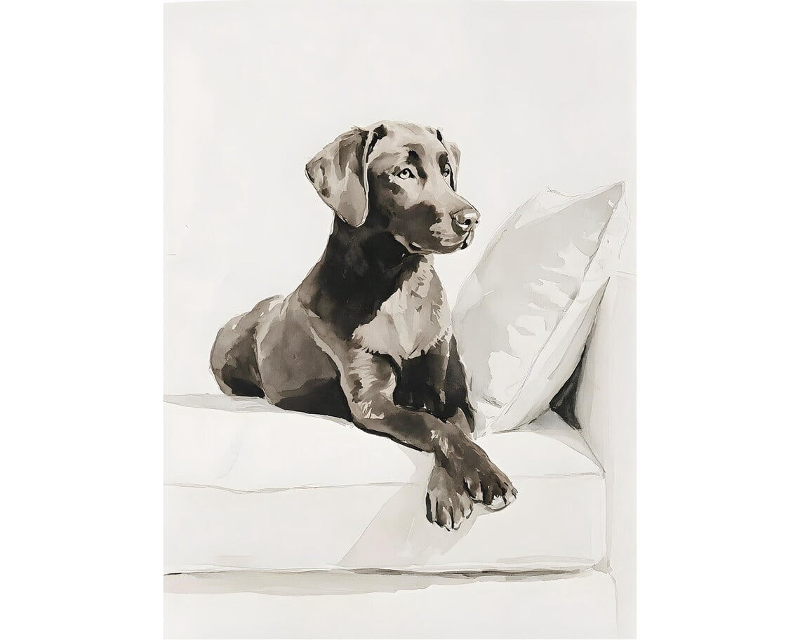 Chocolate Labrador First Pet Minimalist Dog Portrait For Dog Lovers And ...