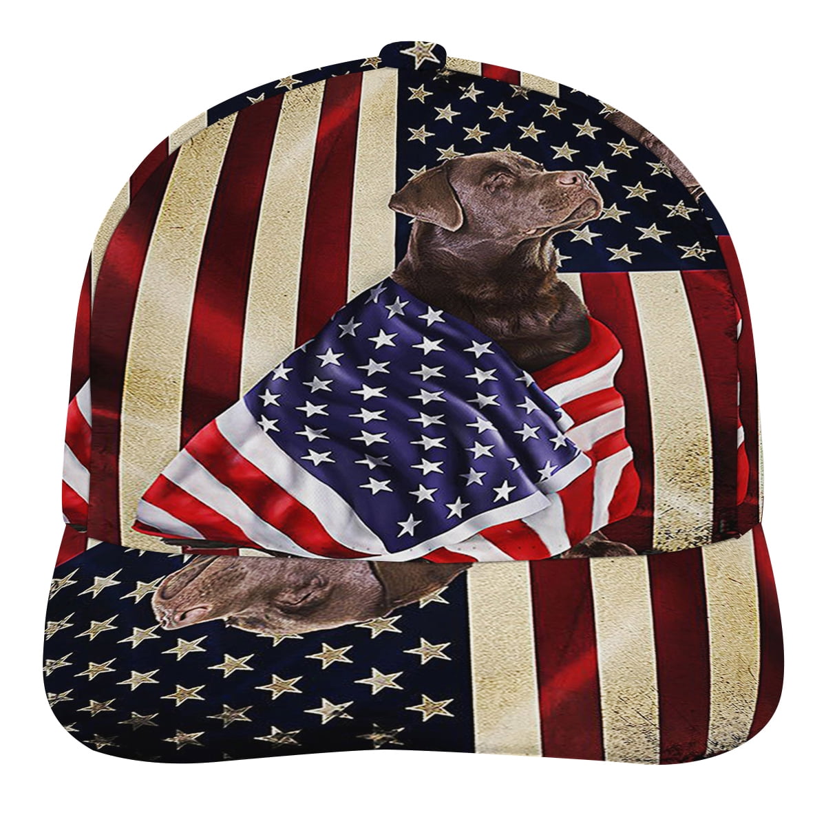 Chocolate Labrador Retriever American flag Patriot baseball cap hat ...