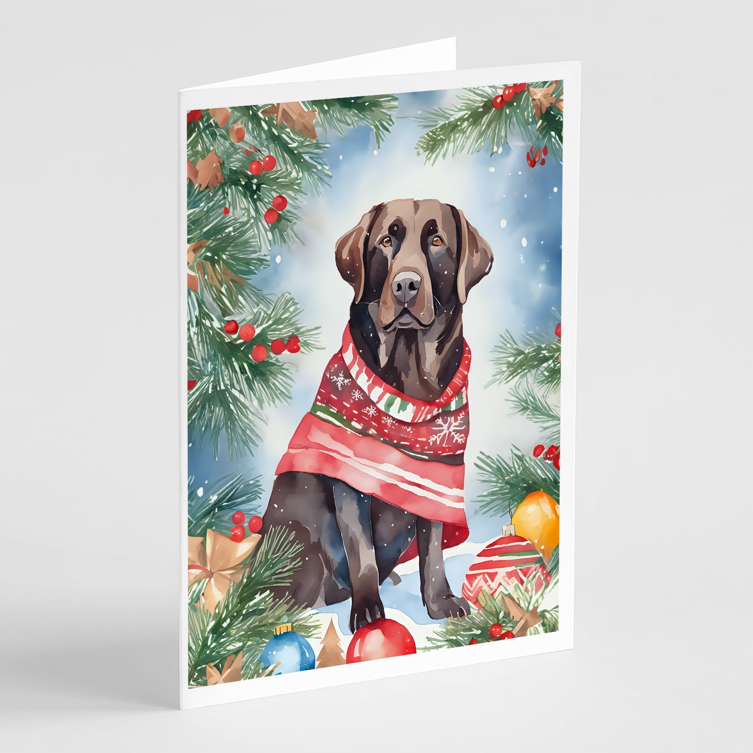 Chocolate Labrador Retriever Christmas Greeting Cards Pack of 8 7 in x ...