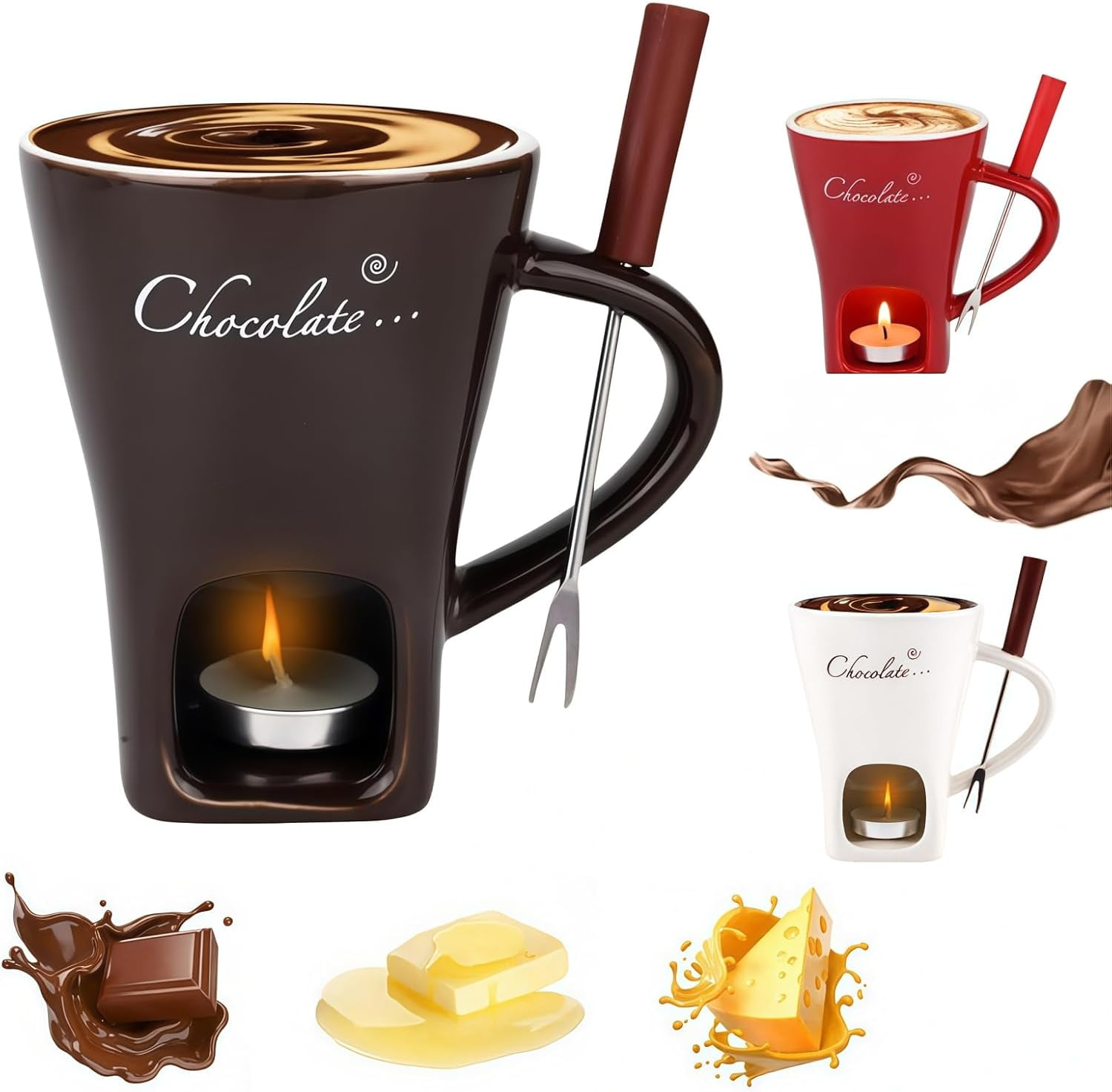 Chocolate Melting Cup,Chocolate Fondue Cup,Ceramic Sweet Fondue Mug ...
