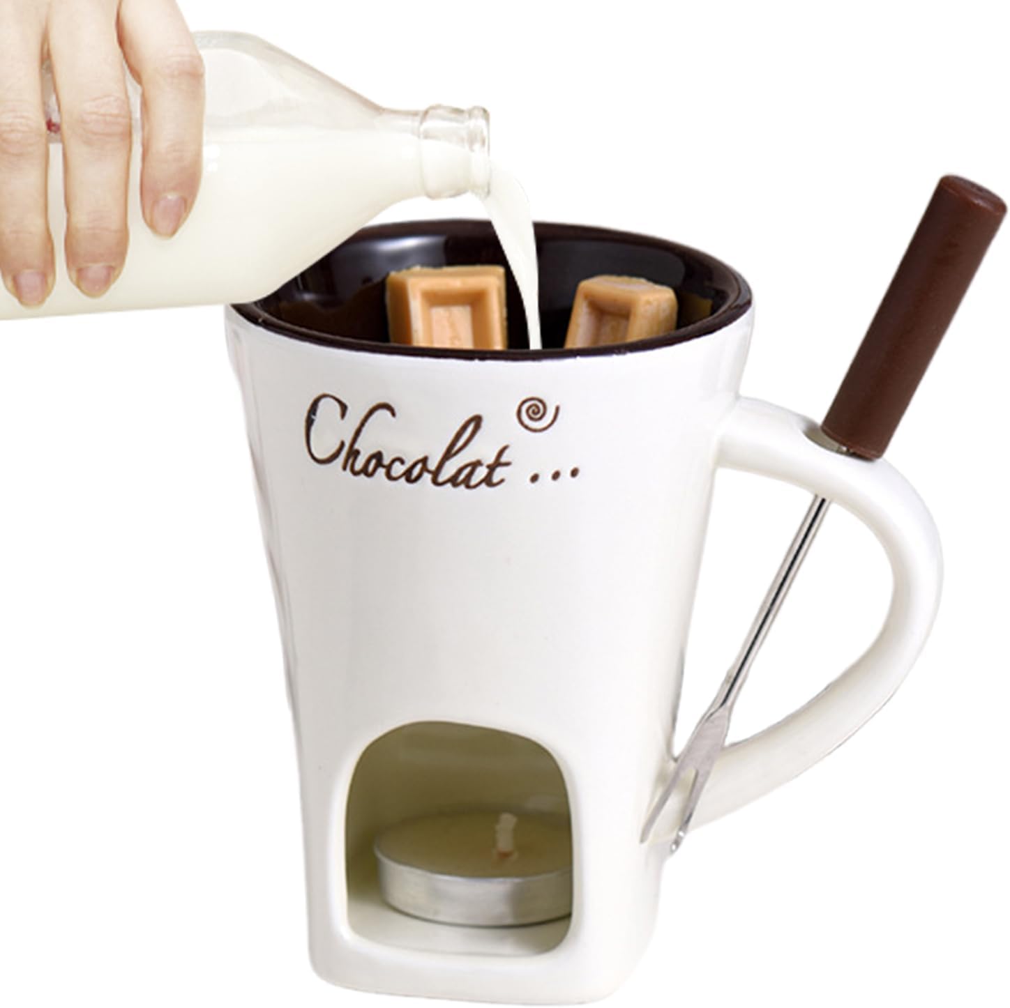 Chocolate Melting Fondue Mugs Set, Sweet Fondue Cup with Forks ...