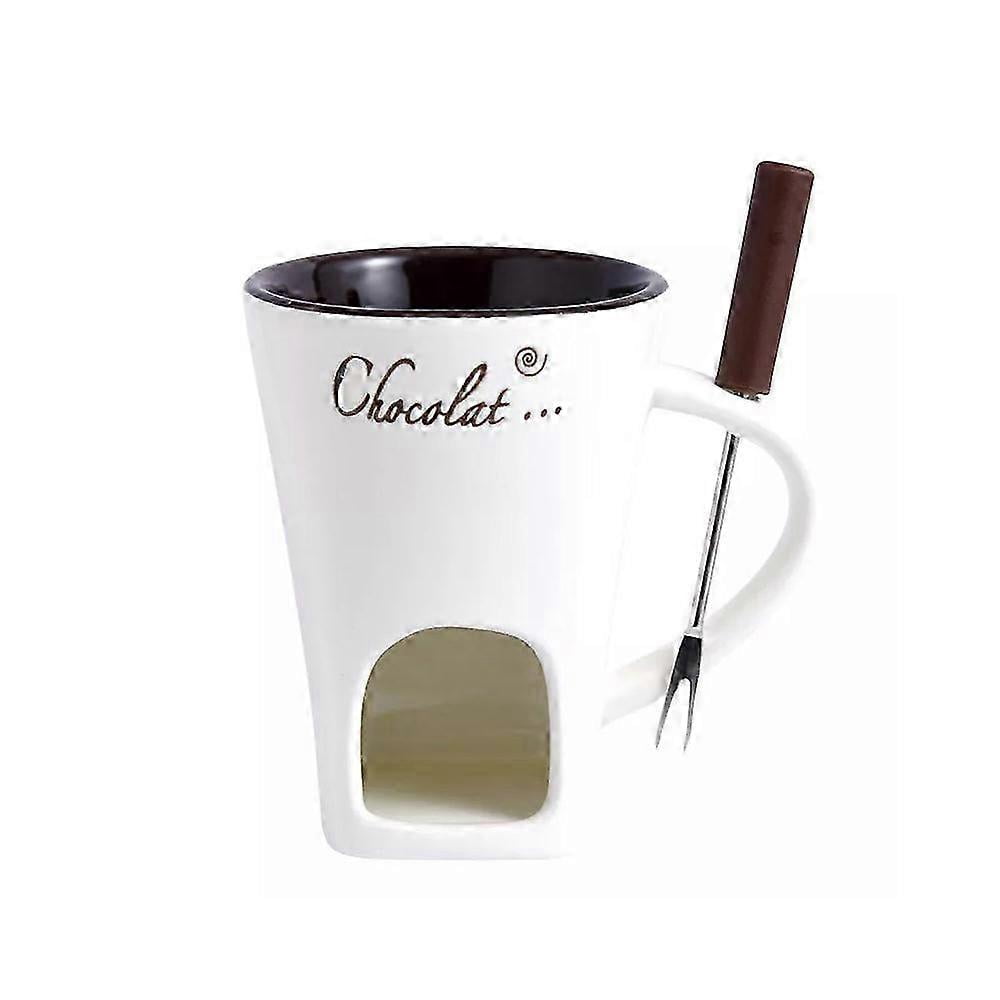 Chocolate Melting Mug, Fondue Cups , 130ml Ceramic Cheese Mug with Fork ...