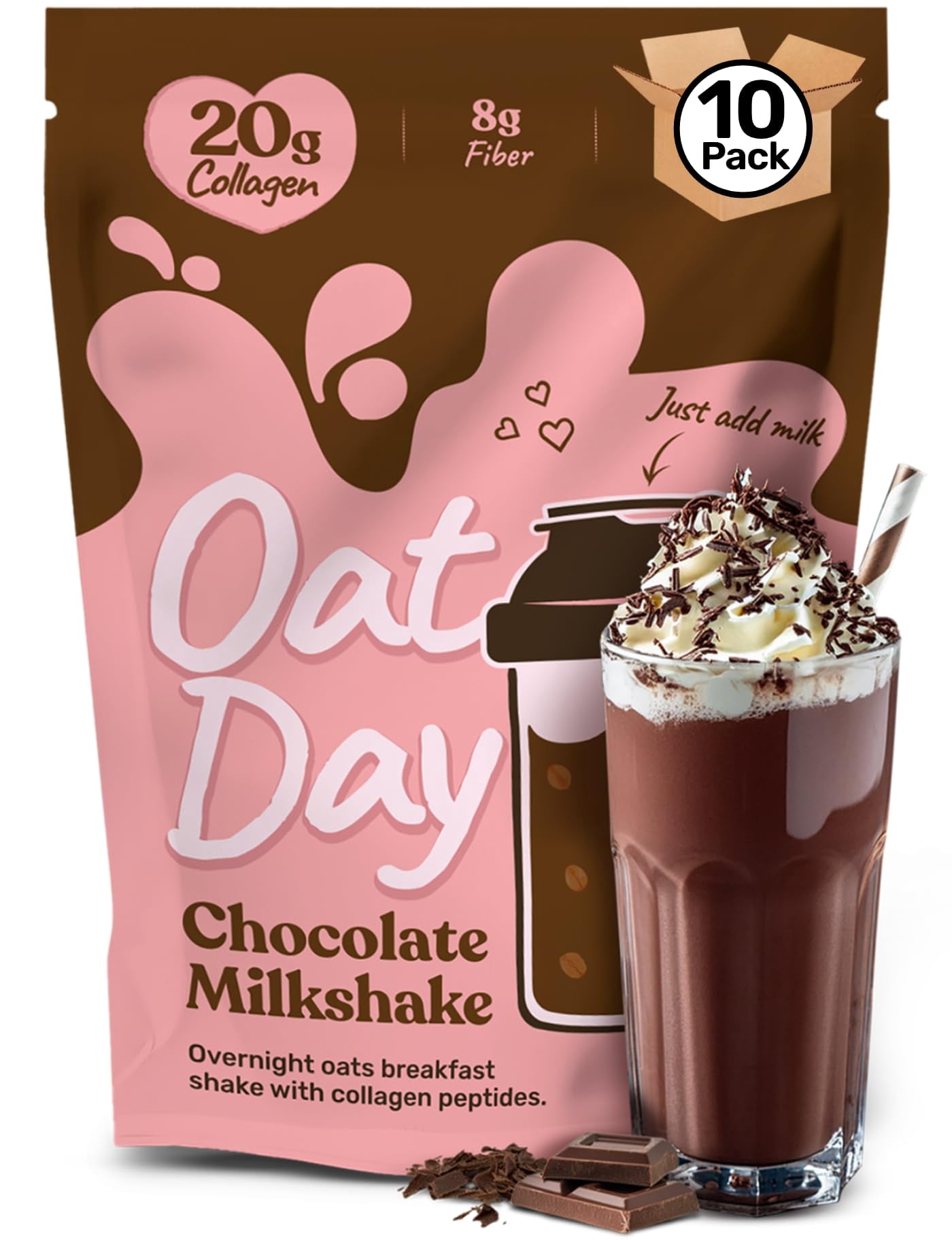 Chocolate Milkshake Overnight Oats RRF12 with 20g Collagen Peptides ...