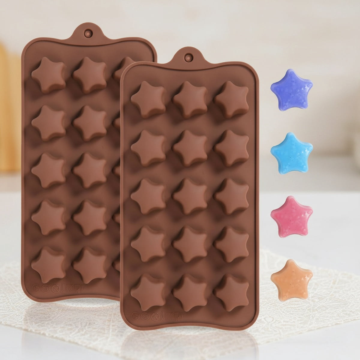 Chocolate Molds Silicone with 15 Cavity Normal Star Shaped, Mini Star ...