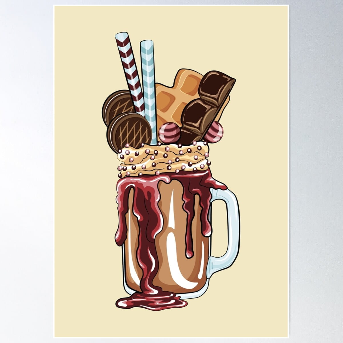 Chocolate Monster Shake Poster Wall Art, Modern Wall Decor For Living ...