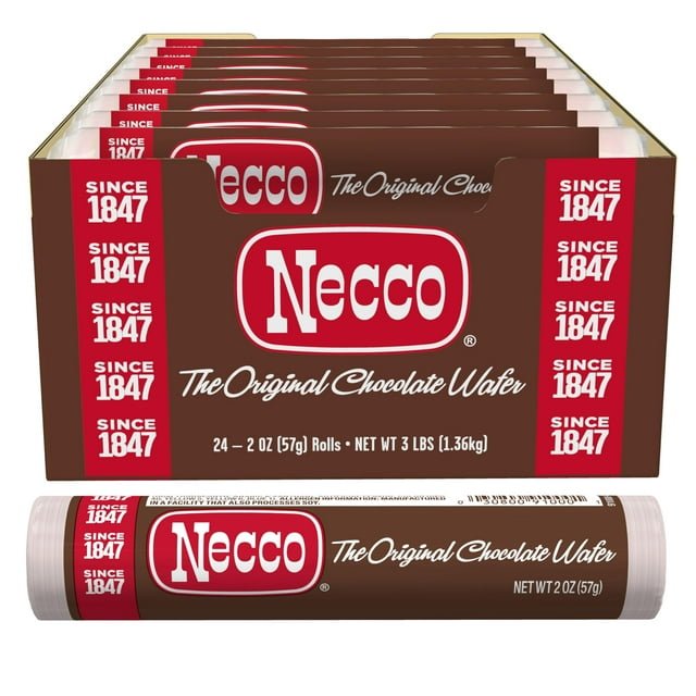 Chocolate Necco Wafers Candy, 24 Pack (2 Ounce Rolls Each), The ...