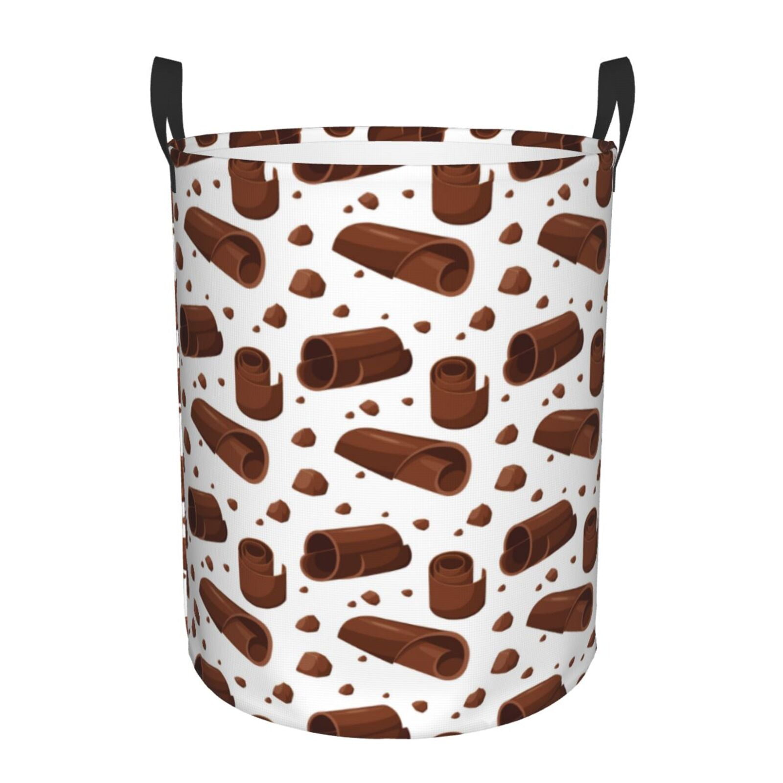 Chocolate Pattern No.9042 Laundry Basket with Handles - Freestanding Laundry Hamper Stands Up ...