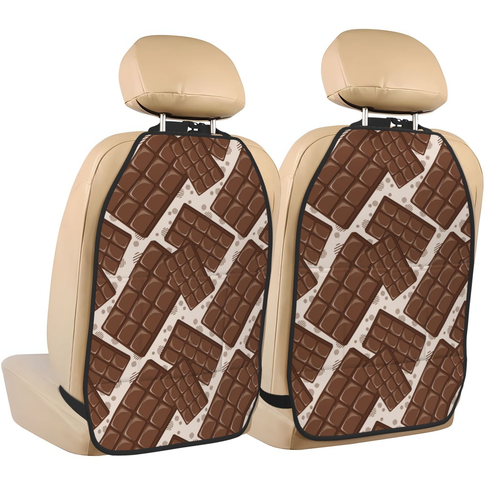 Chocolate Pattern cute Backseat Car Organizer, 2 Pack Kick Mats Back ...