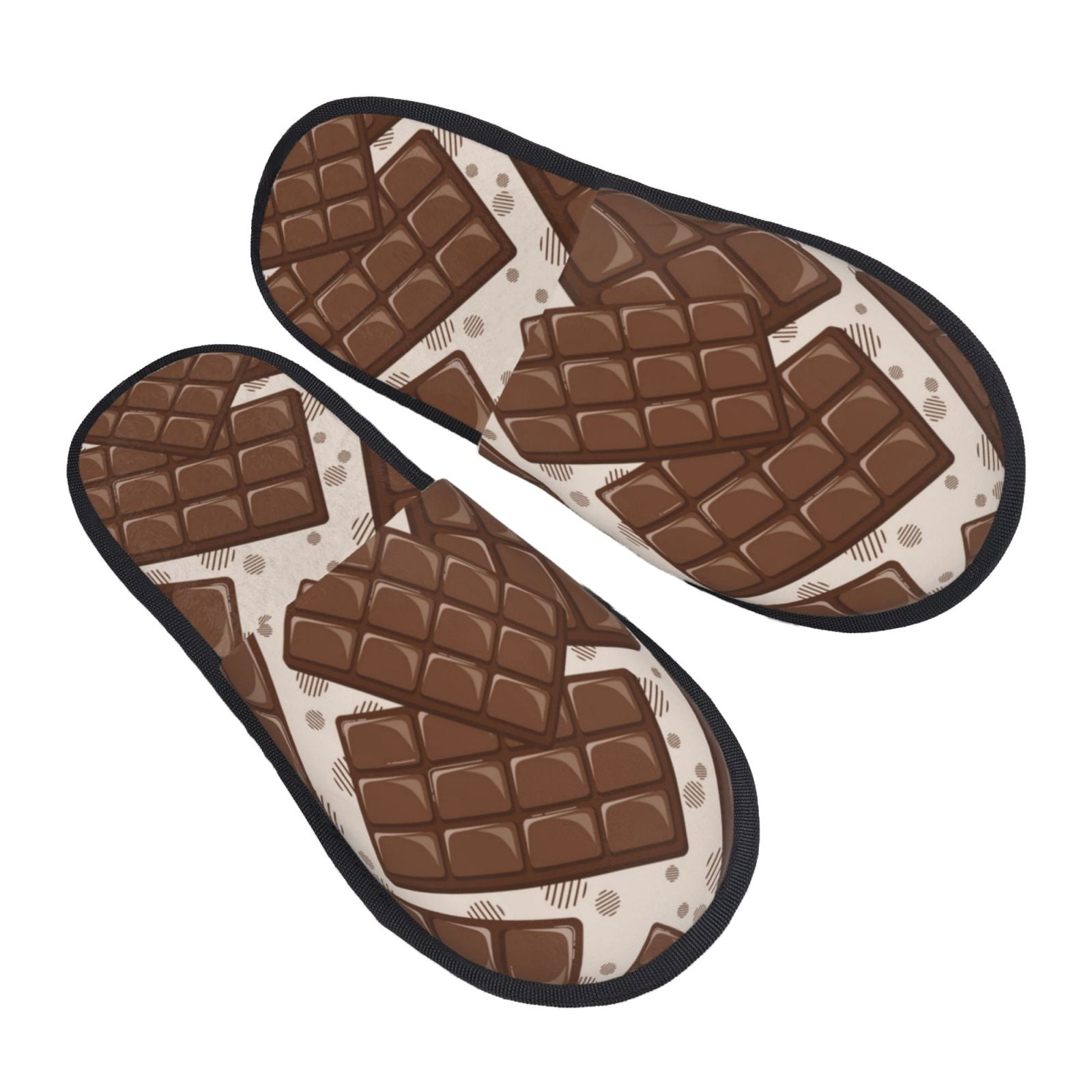 Chocolate Pattern cute House Slippers for Women Indoor, Fuzzy Warm ...