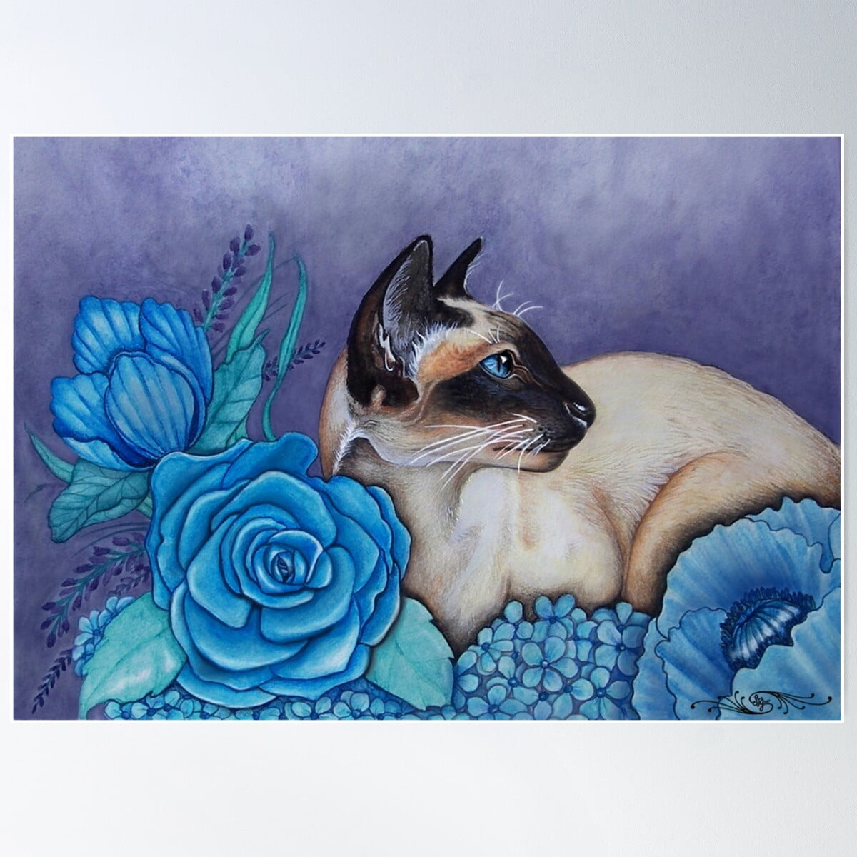 Chocolate Point Siamese Cat Poster Wall Art, Modern Wall Decor For ...