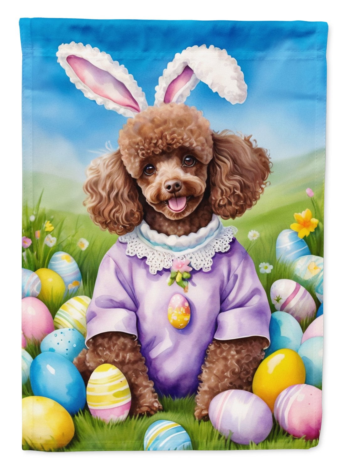 Chocolate Poodle Easter Egg Hunt Garden Flag 11.25 in x 15.5 in ...