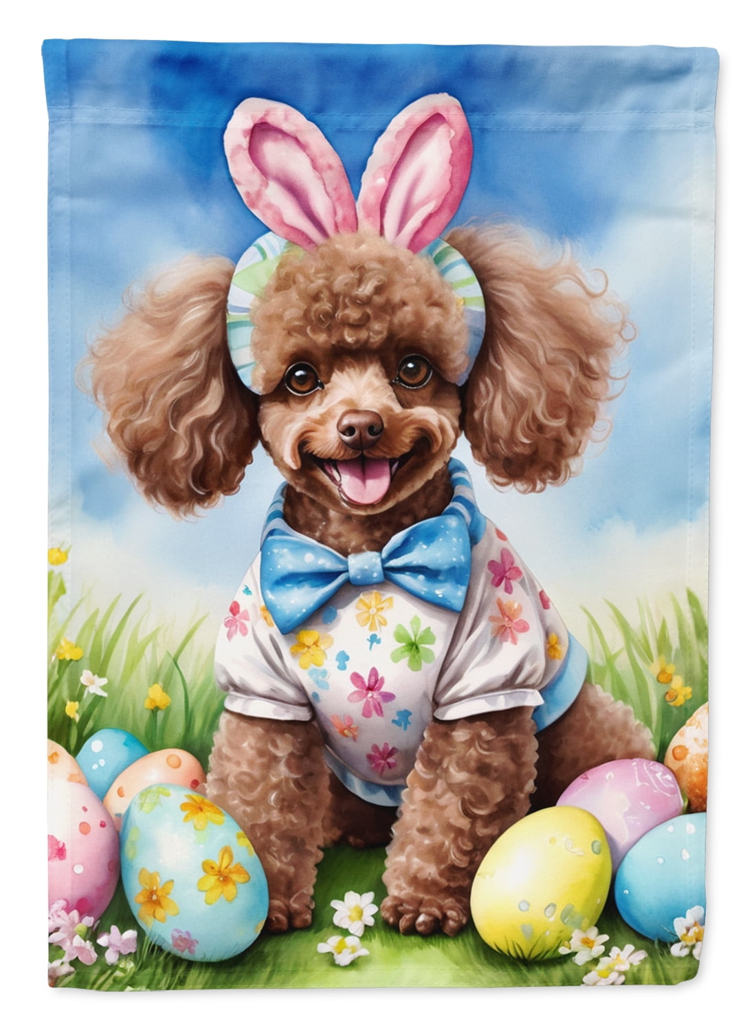 Chocolate Poodle Easter Egg Hunt Garden Flag 11.25 in x 15.5 in ...