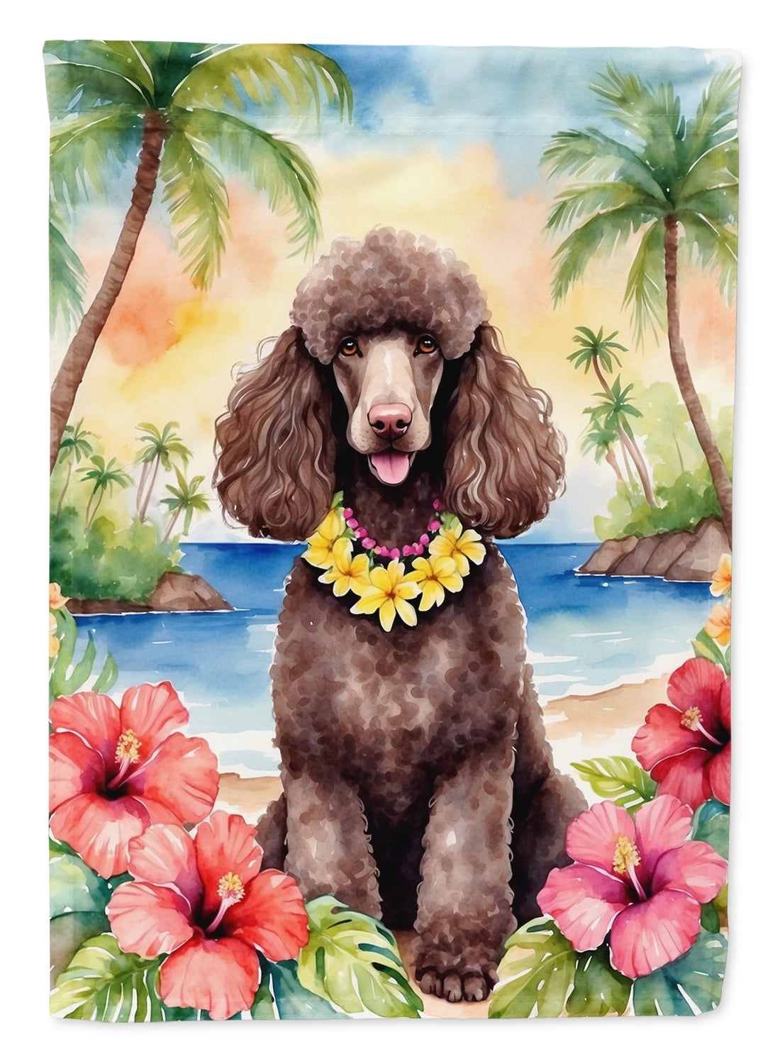 Chocolate Poodle Luau House Flag - Walmart.com
