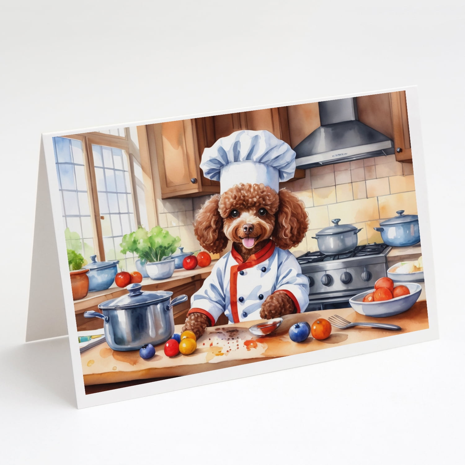 Chocolate Poodle The Chef Greeting Cards Pack of 8 7 in x 5 in ...