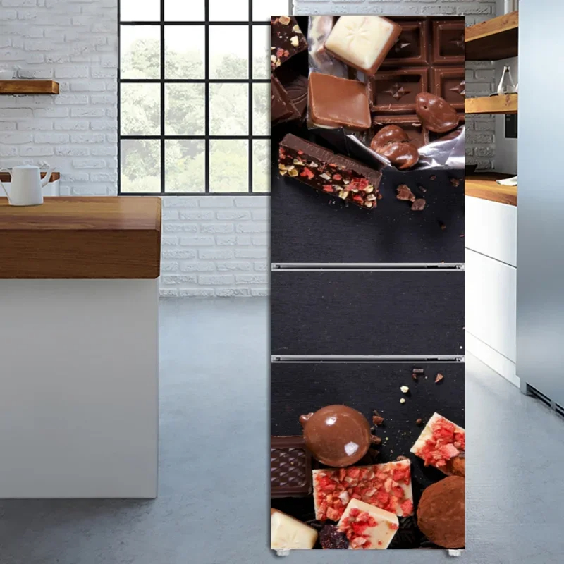 Chocolate Print Refrigerator Door Sticker Sweet Dessert Fridge Stickers ...