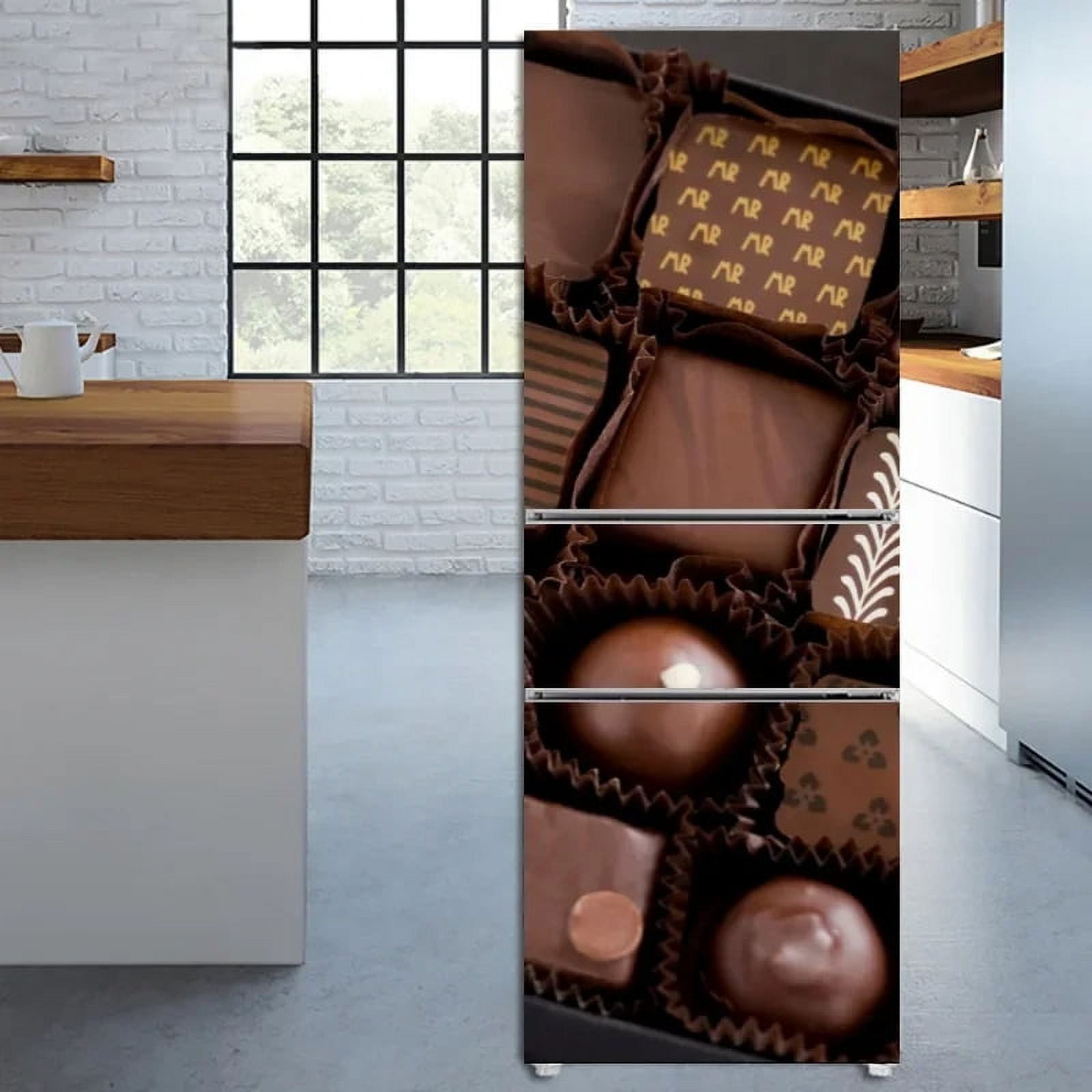Chocolate Print Refrigerator Door Sticker Sweet Dessert Fridge Stickers ...