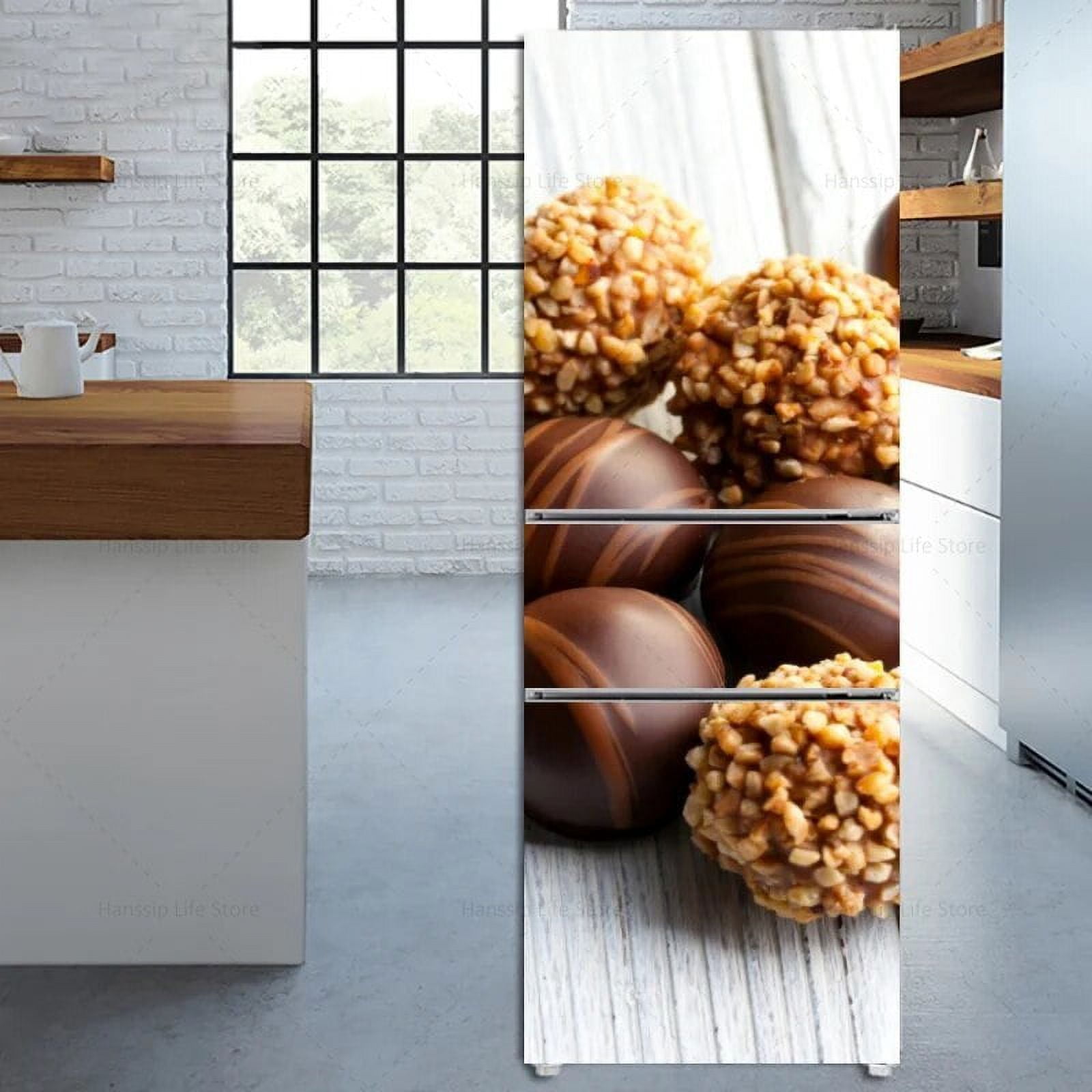 Chocolate Print Refrigerator Door Sticker Sweet Dessert Fridge Stickers ...