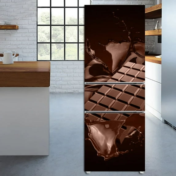 Chocolate Print Refrigerator Door Sticker Sweet Dessert Fridge Stickers ...
