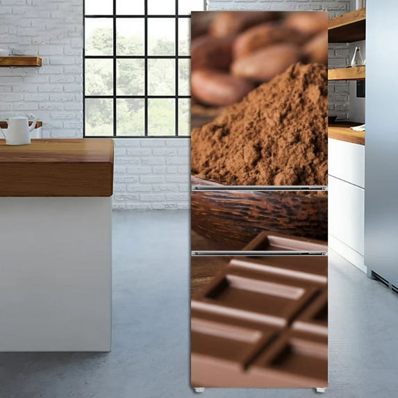 Chocolate Print Refrigerator Door Sticker Sweet Dessert Fridge Stickers ...
