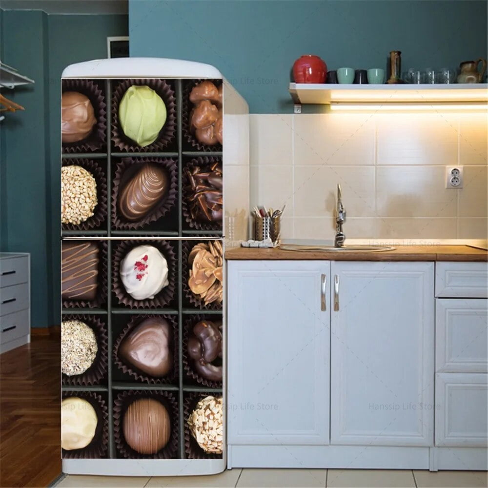 Chocolate Print Refrigerator Door Wallpaper Sweet Dessert Fridge ...