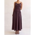 Chocolate Sleeveless Smocked Ruffle A-Line Maxi Slip Dress For Summer ...