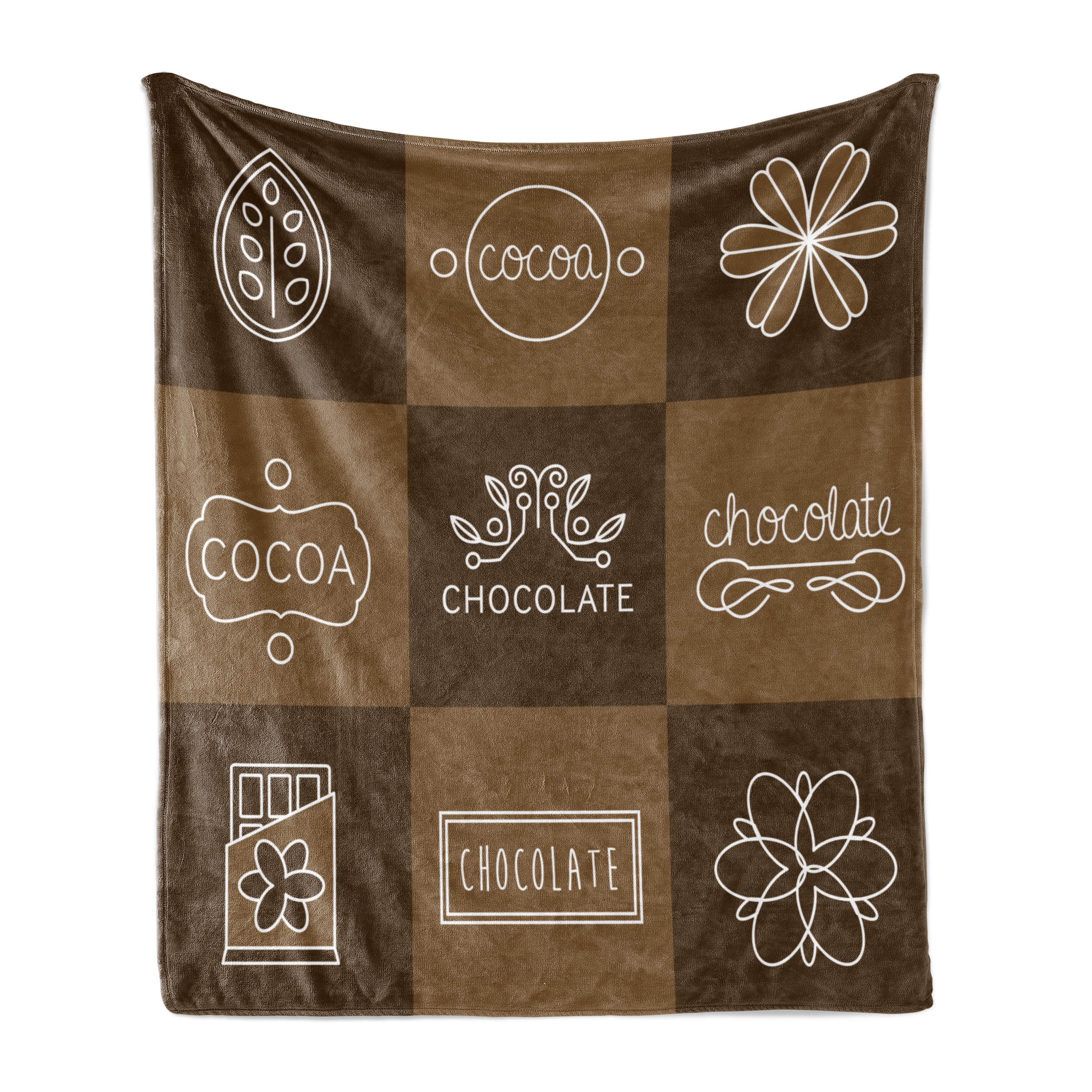 Chocolate Soft Flannel Fleece Throw Blanket, Cocoa and Chocolate Floral ...