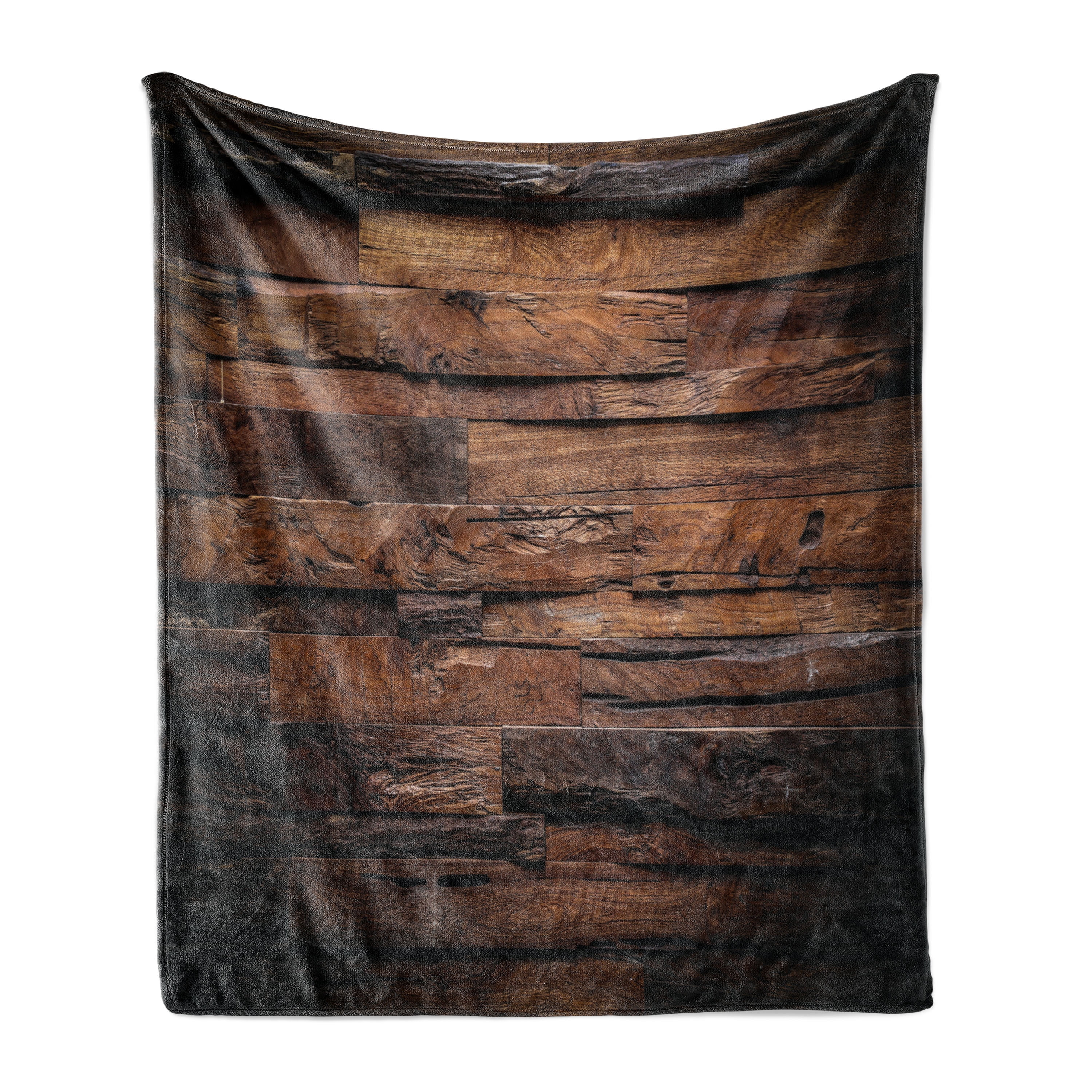Chocolate Soft Flannel Fleece Throw Blanket, Rough Dark Timber Texture ...