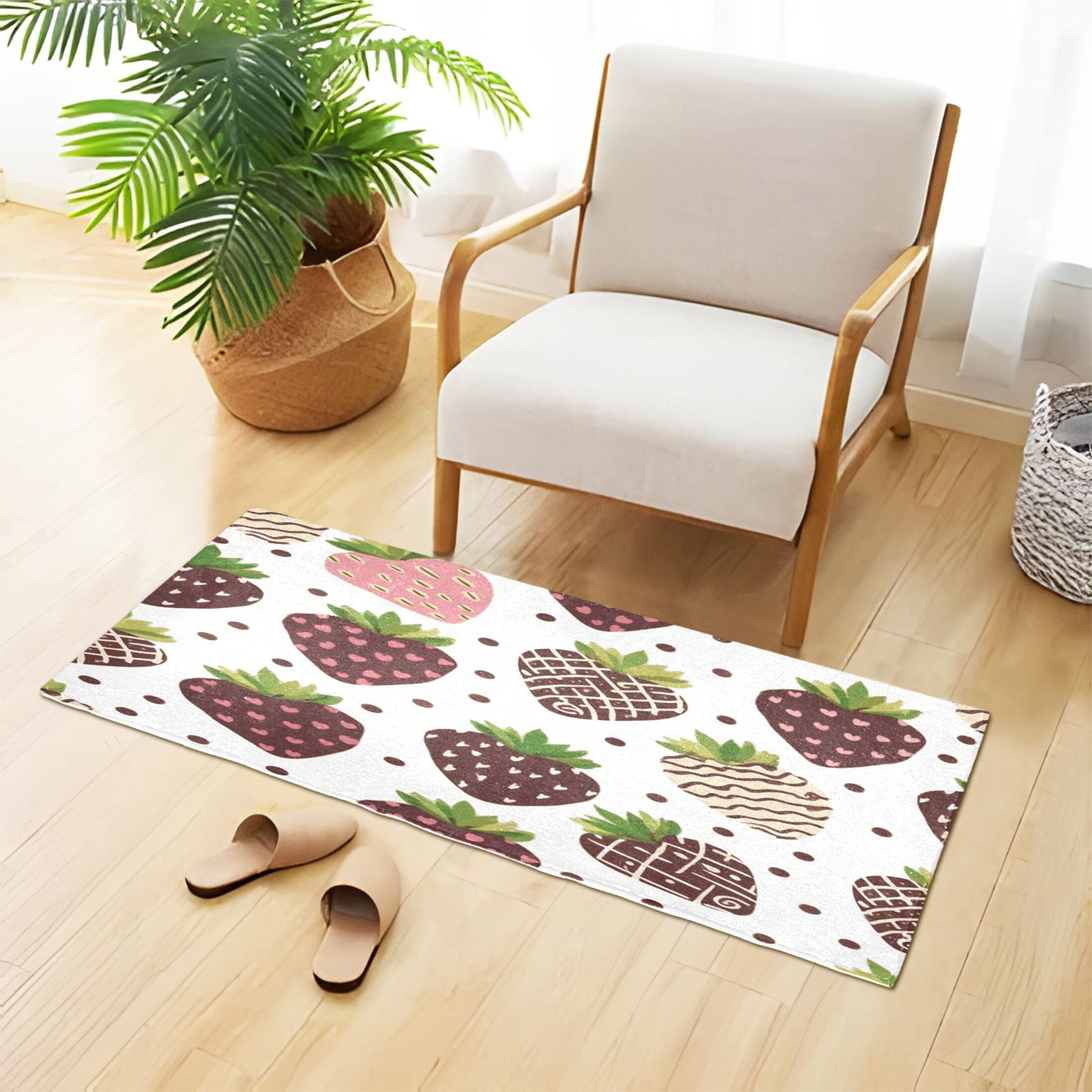 Chocolate Strawberries with Dots Plush Carpet Non Slip Runner Rug ...
