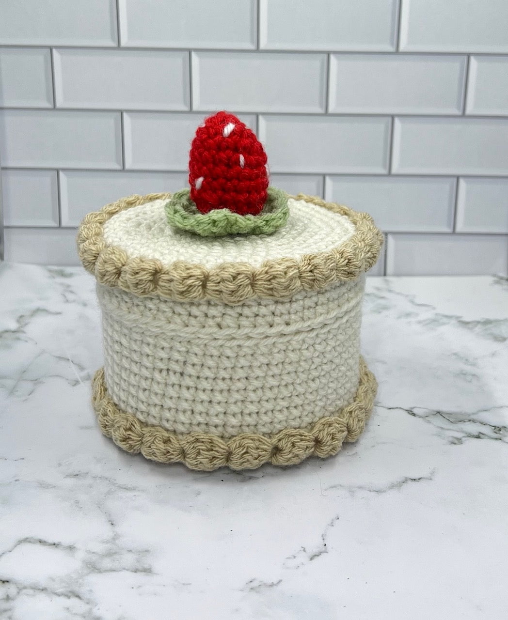 Chocolate Strawberry Cake Crochet Trinket Box | Handmade Wooden ...