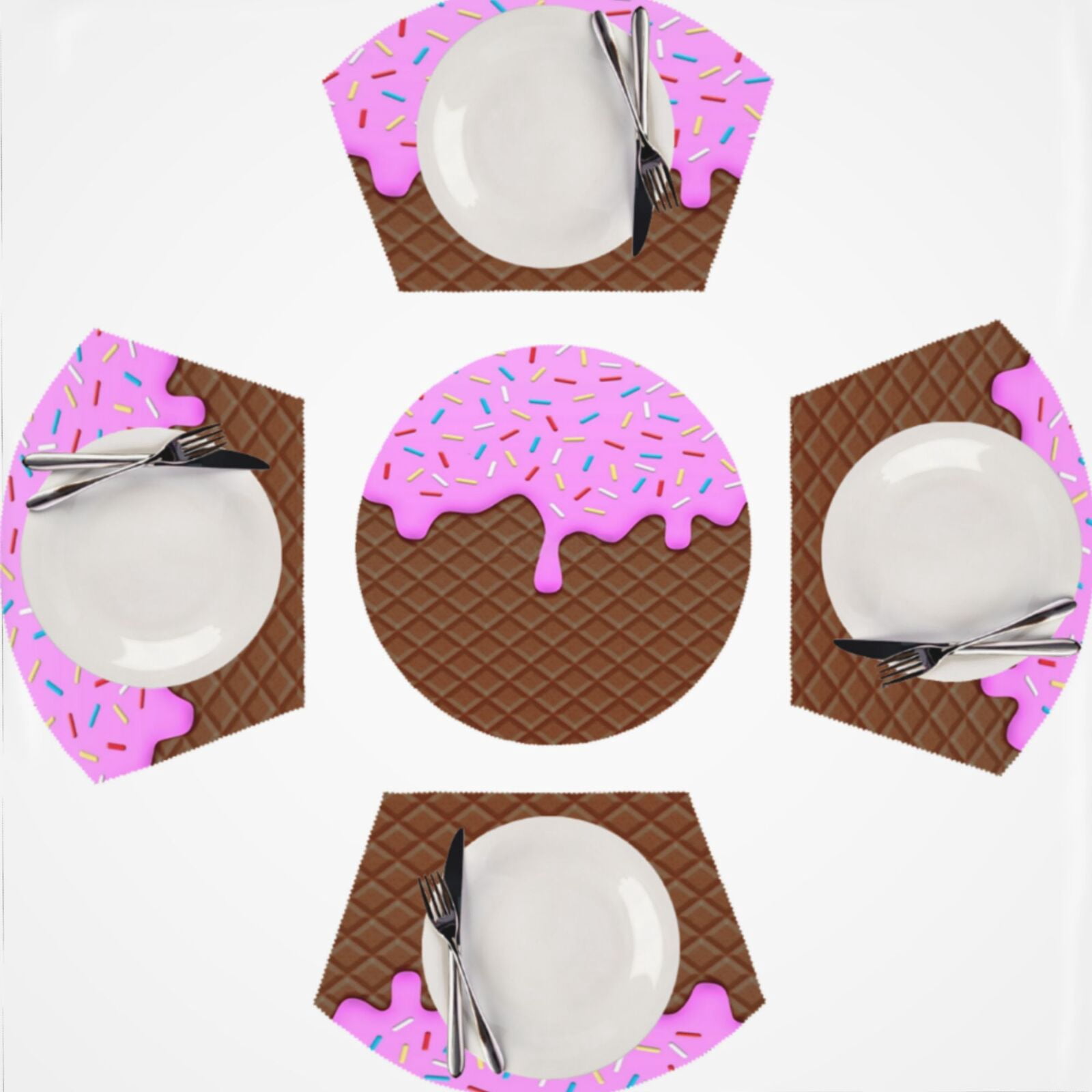Chocolate And Strawberry Icecream Round Table Placemats Set Of 5 Wedge ...