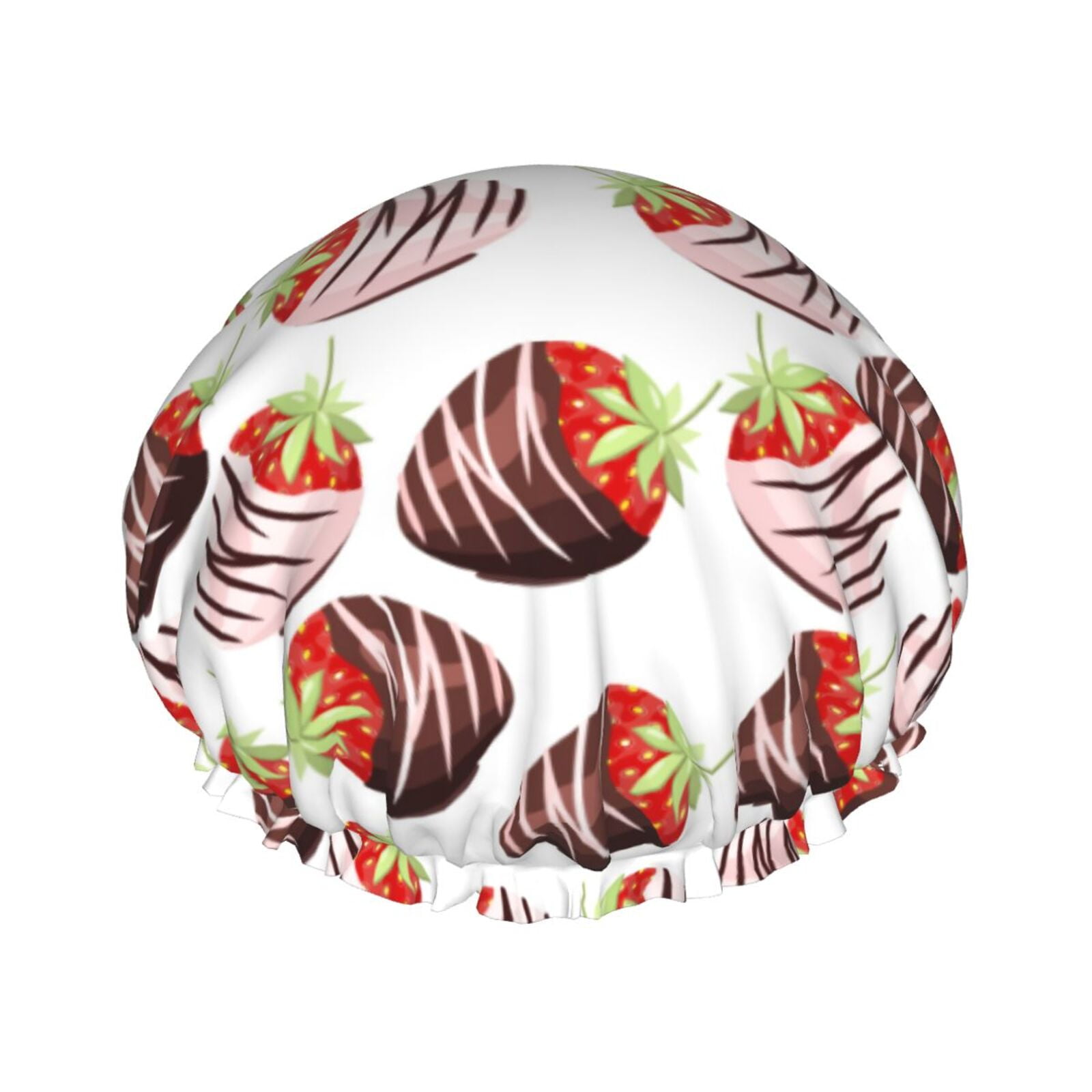 Chocolate Strawberry Print Shower Cap, Reusable Bath Hair Hat for all ...
