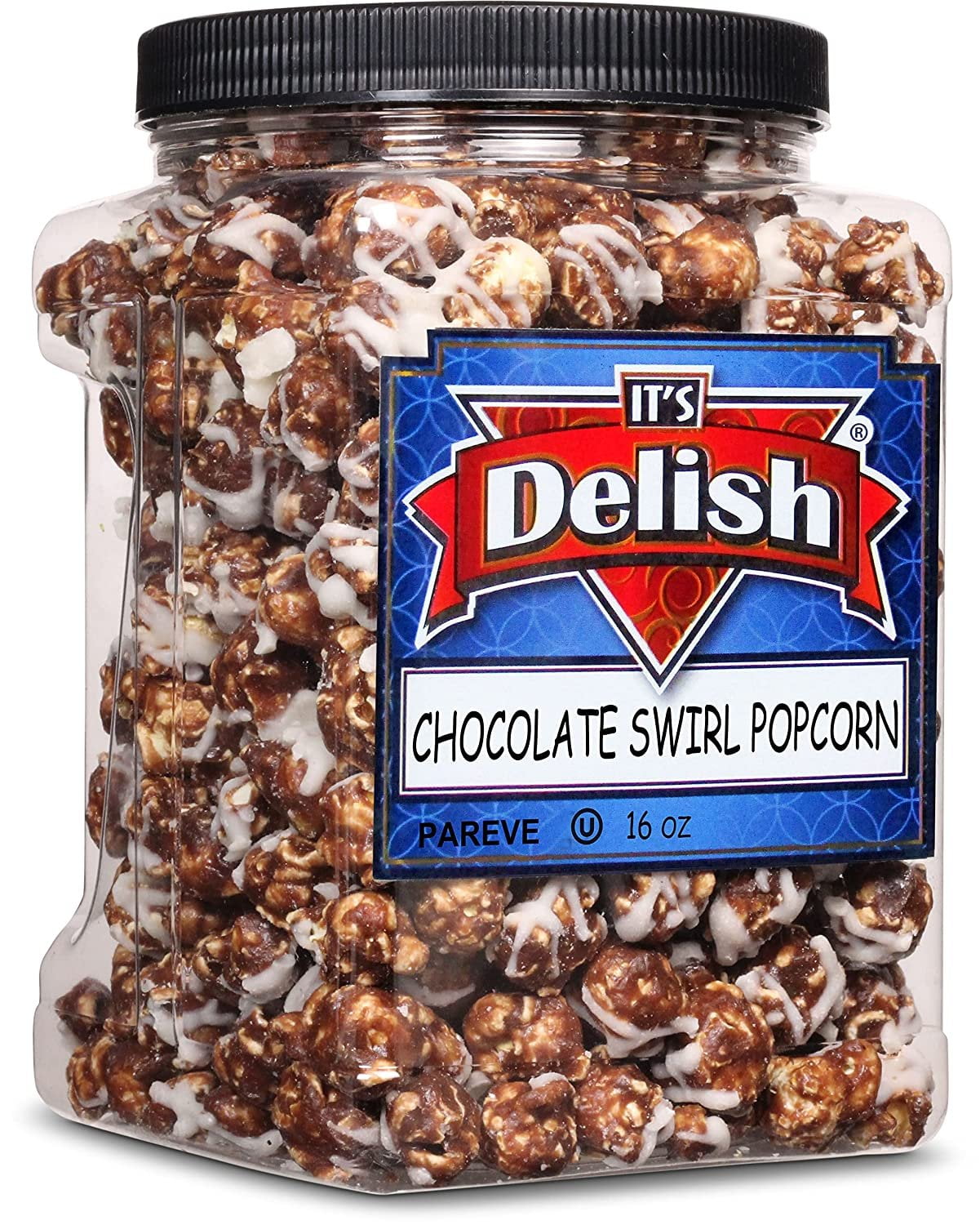 Chocolate Swirl Popcorn by Its Delish, 16 Oz 1 Lb Jumbo Container Bulk ...