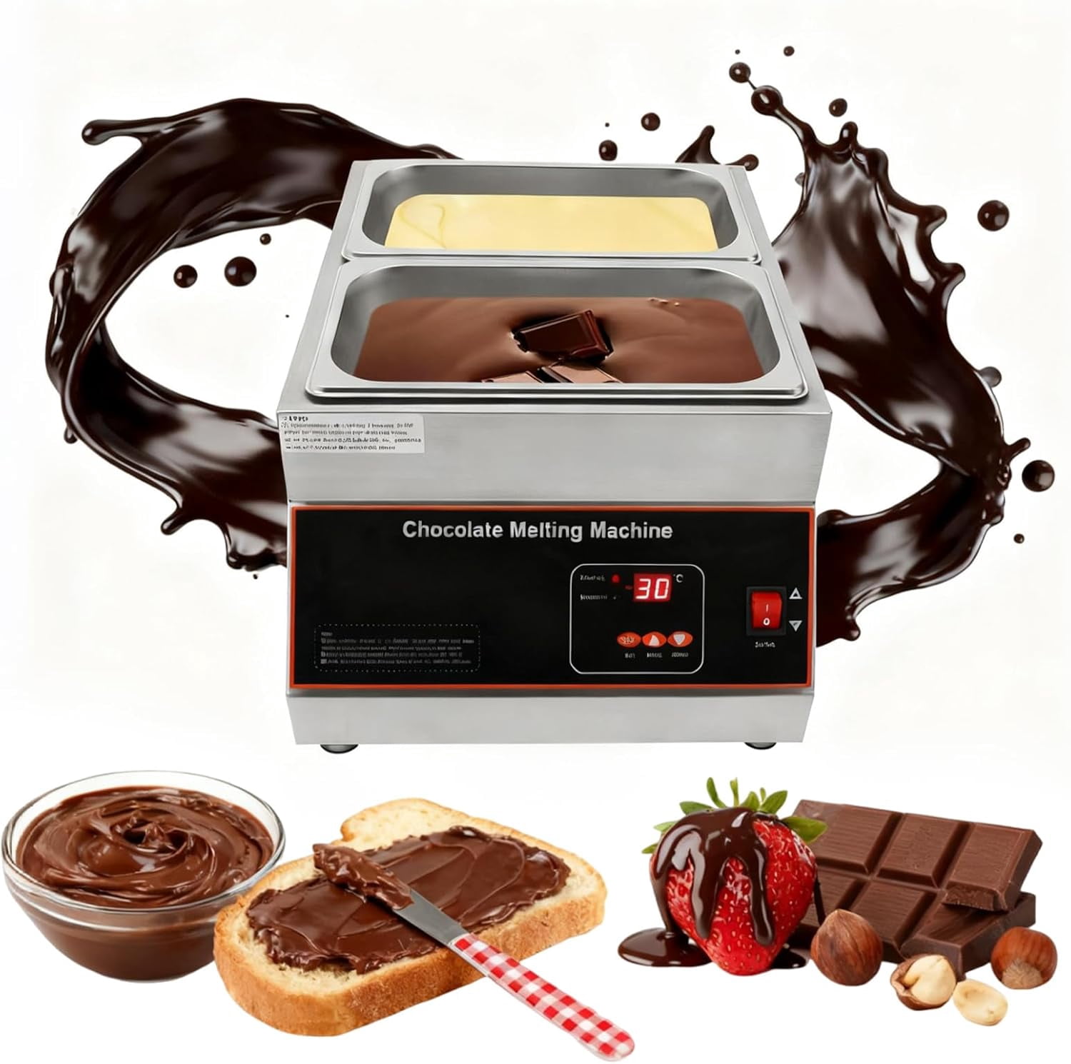Chocolate Tempering Machine, 26.46 lbs Commercial Chocolate Melting Pot ...