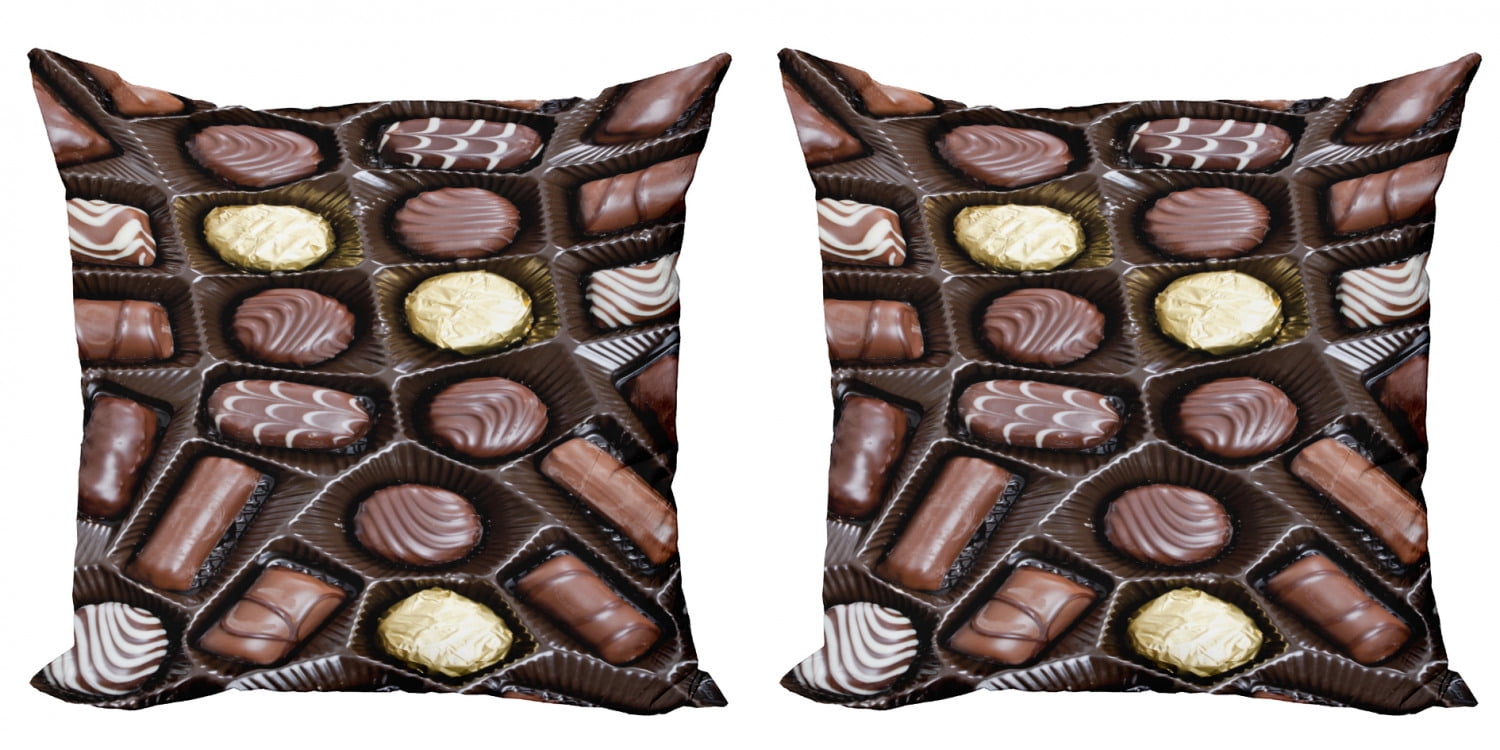 Chocolate Throw Pillow Cushion Cover Pack of 2, Close-up Image of a ...